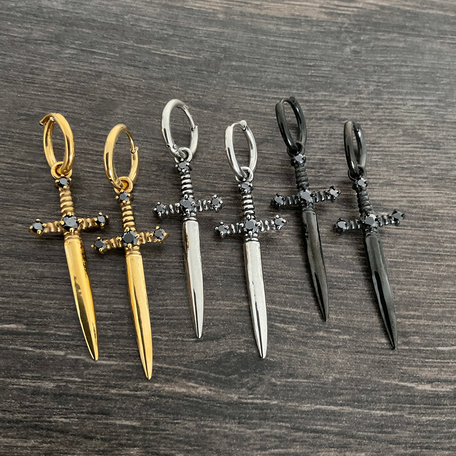 Sword Hoop Earrings Sword Hoops Sword Earrings Dagger - Etsy