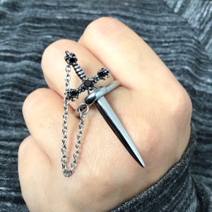Sword Ring, Dagger Ring, Onyx Sword Jewelry, Gothic Ring, Gothic ...