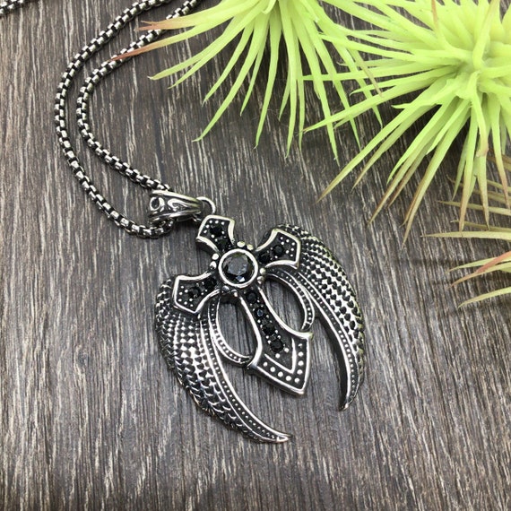 Gothic Cross Necklace Elmina's Cross Gothic Necklace With Gemstone