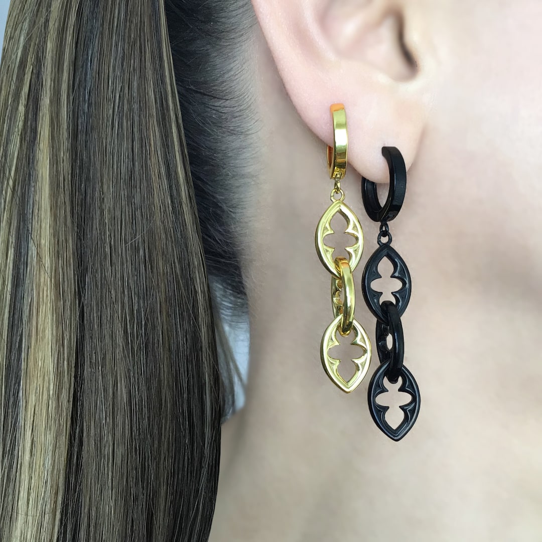 Gothic Chain Hoop Earring, Goth Cathedral Hoop Earrings,gothic ...