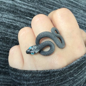 Snake Ring,snake Ring With Eaquamarine CZ Eye, Serpent Ring, Snake Ring ...