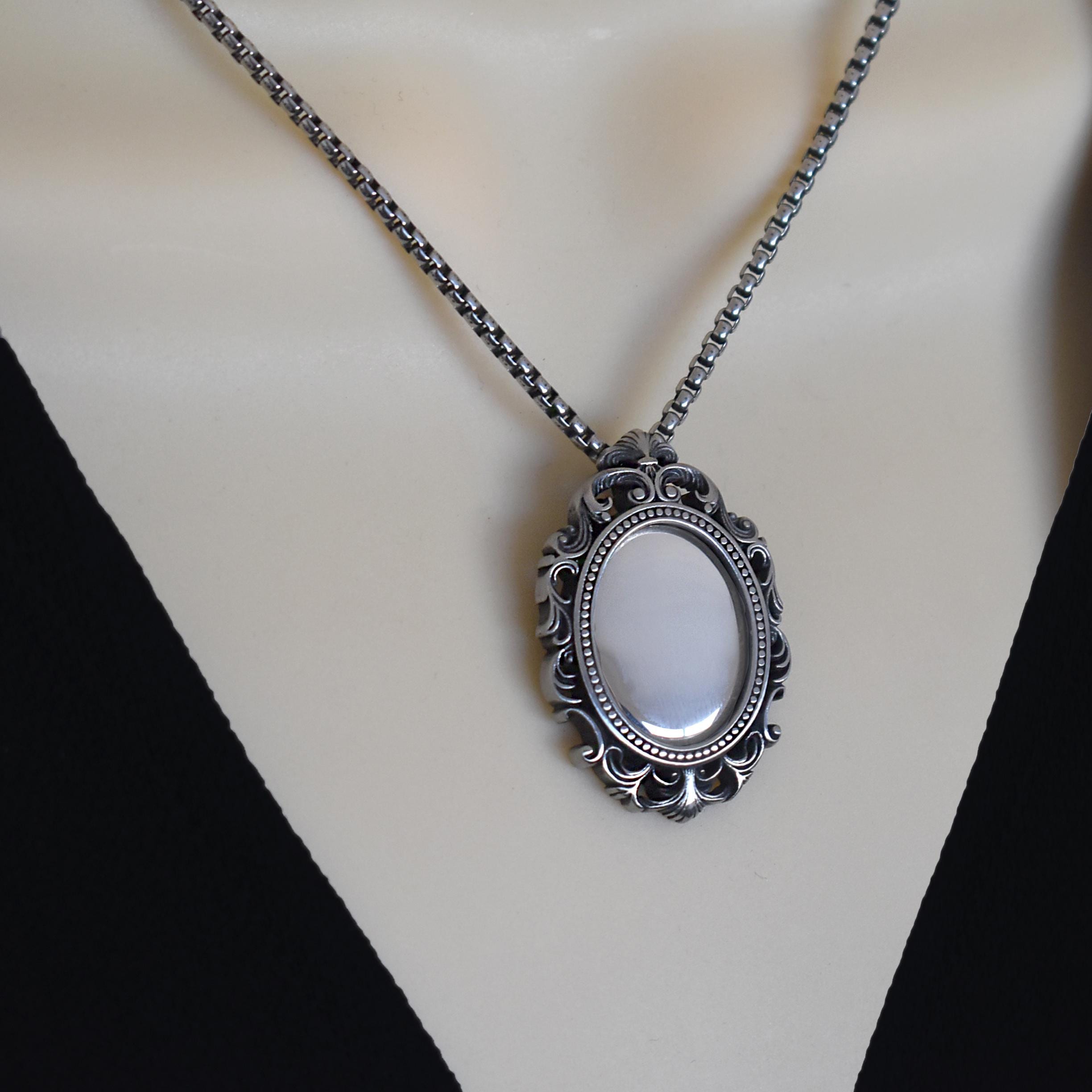 Gothic Victorian Protection Necklace, Mirror Pendant, Protection ...