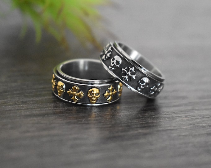 Spinning Skull Ring,stainless Steel Skull Ring , Skull Jewelry, Gothic ...