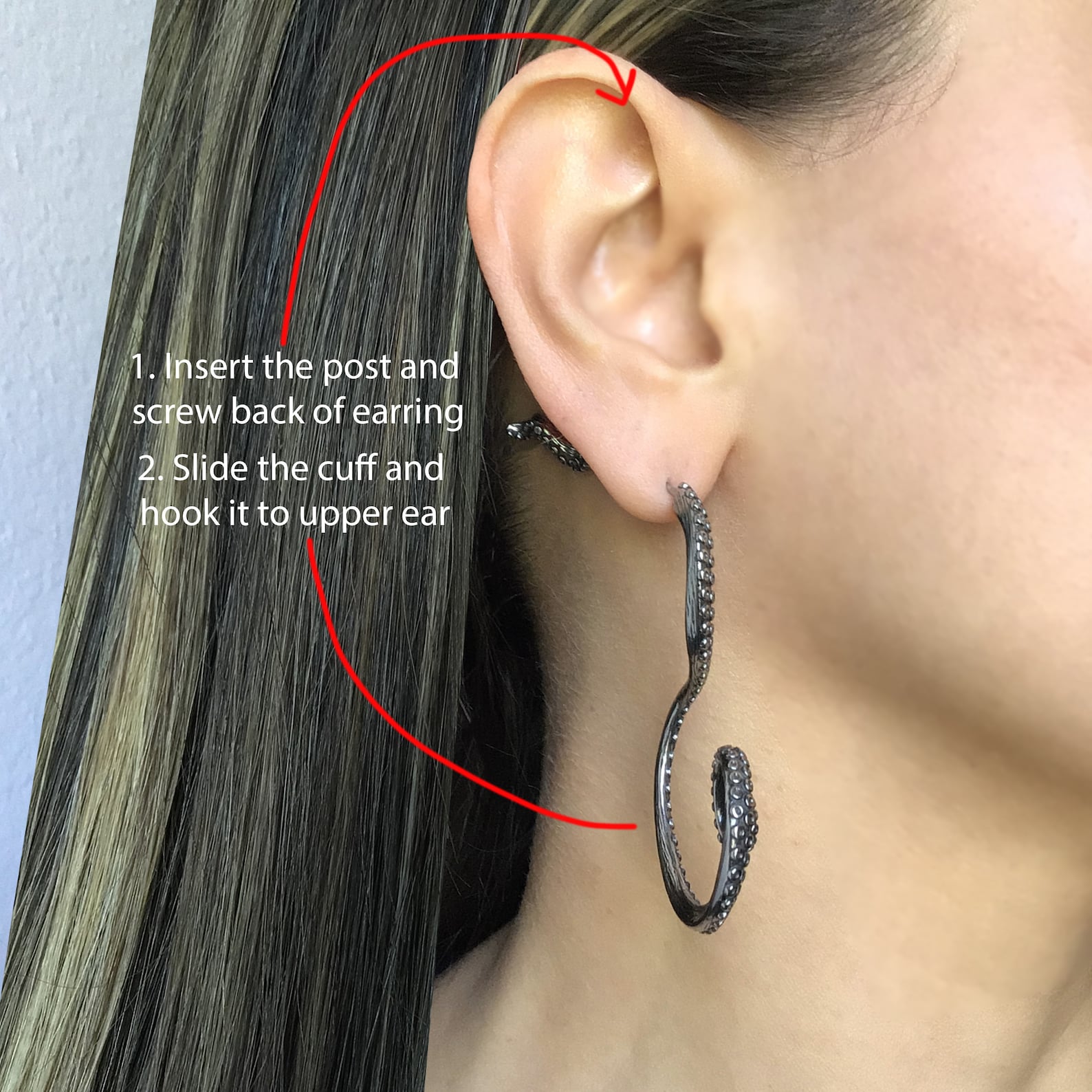 Octopus Tentacle Ear Cuff, Octopus Tentacle Ear Cuff, Ear Cuff, Octopus ...