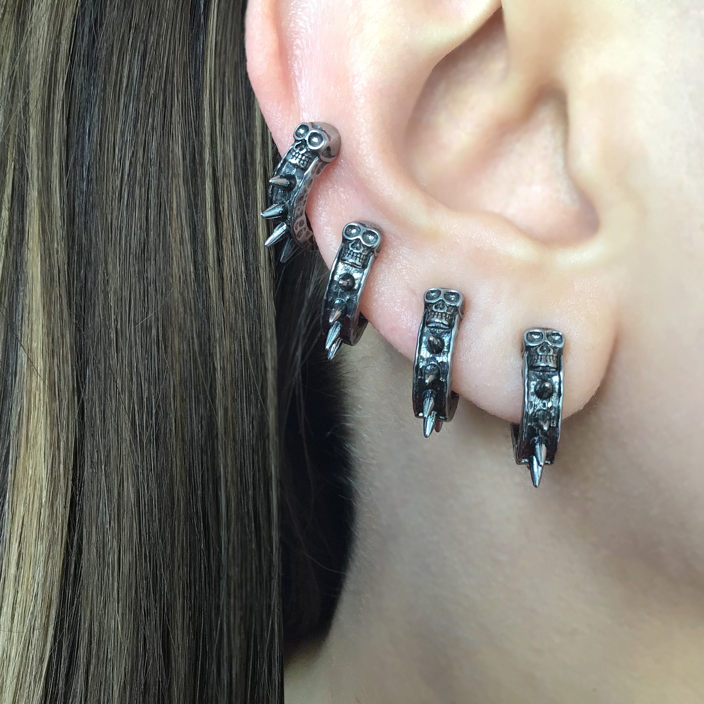 Skull Clip On Earrings