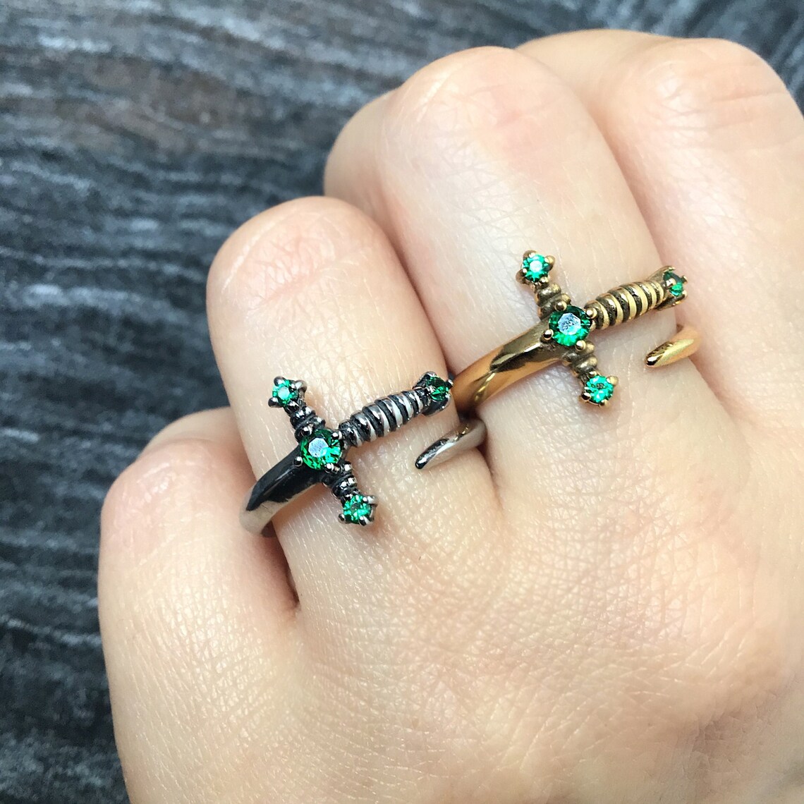 Emerald Sword Ring Sword Ring Dagger Ring Adjustable Ring - Etsy