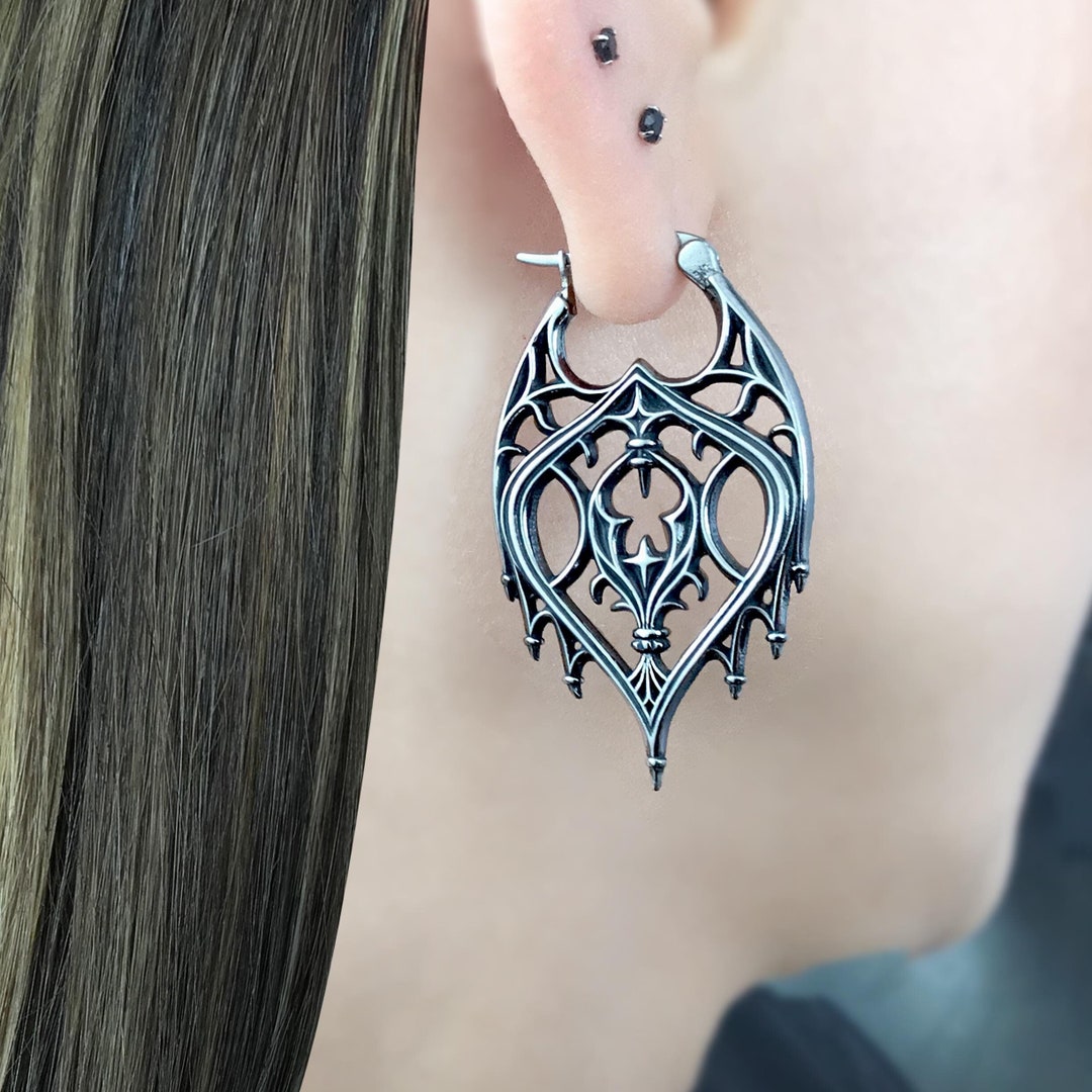 Gothic Chandelier Hoops, Goth Hoop Earrings, Hoop Earrings, Gothic Jewelry, Gothic Earrings ...