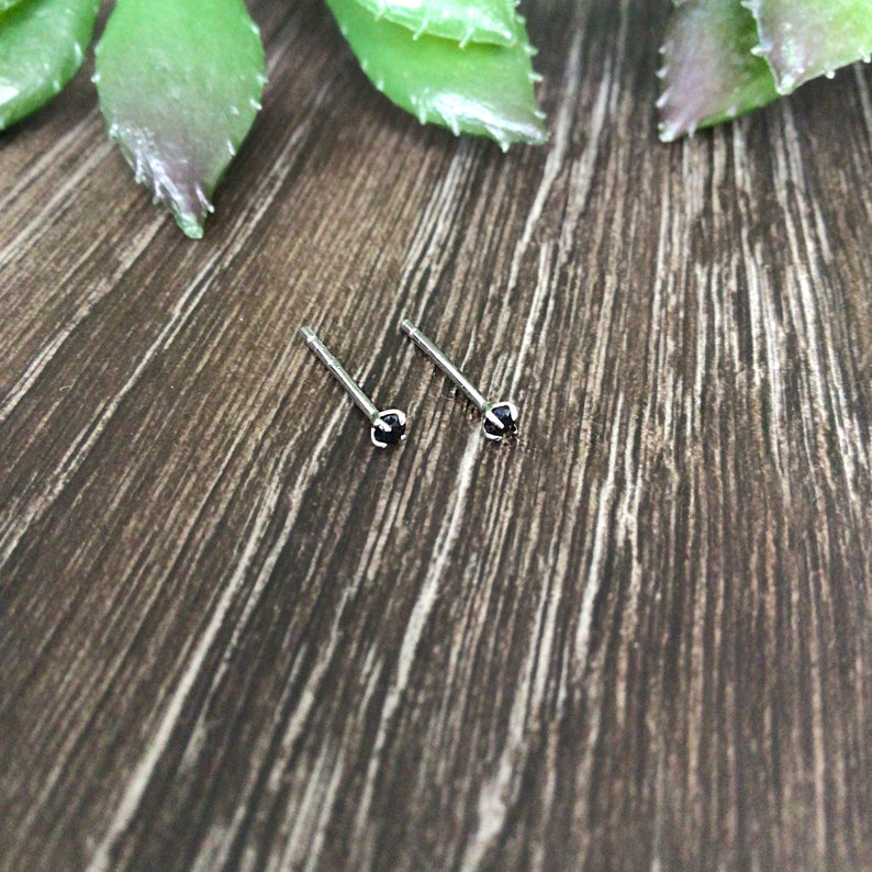 Sterling Silver Black Stud Earrings Black Studs 2mm Studs | Etsy