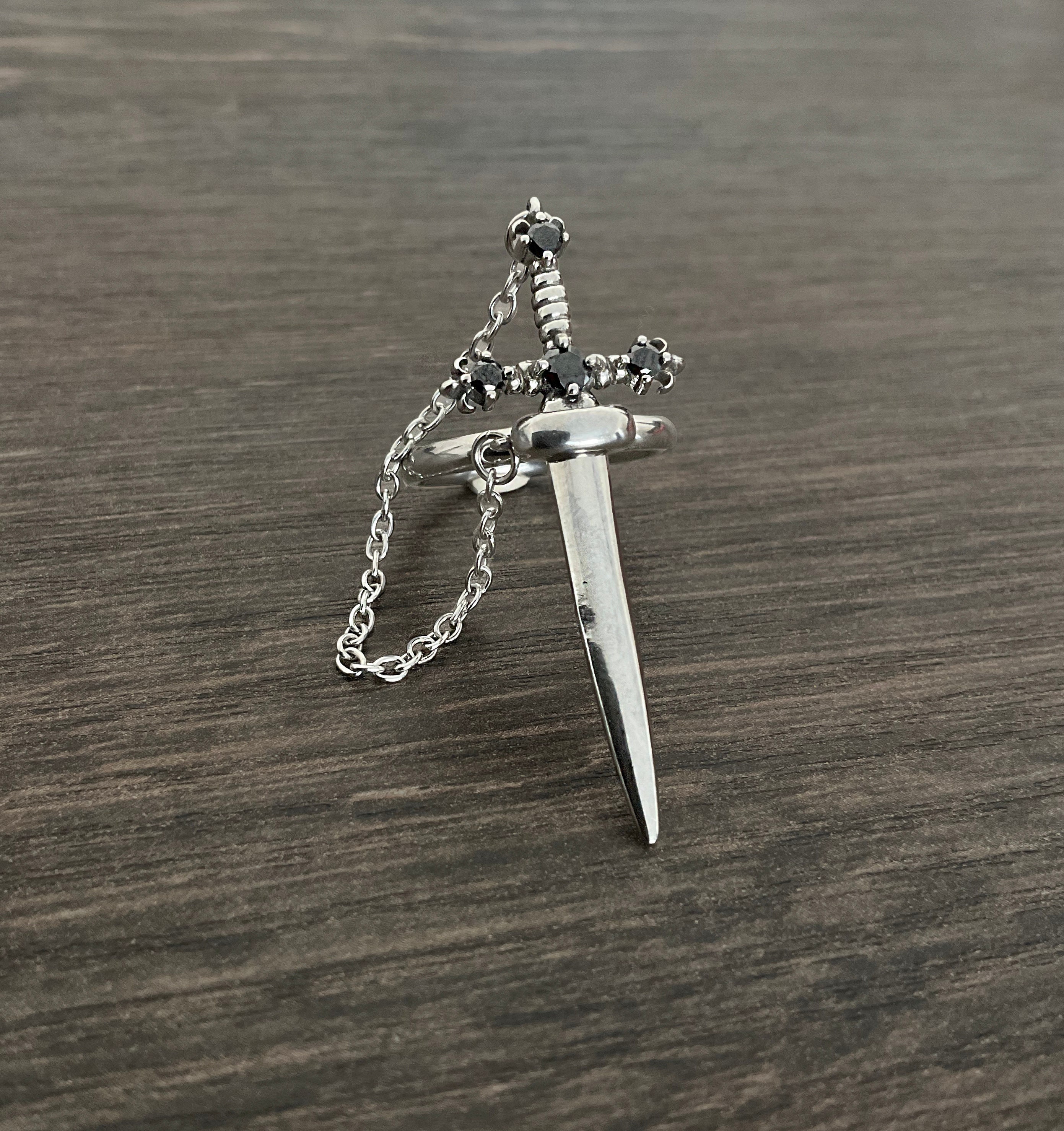 Sword Ring Dagger Ring Onyx Sword Jewelry Gothic Ring - Etsy