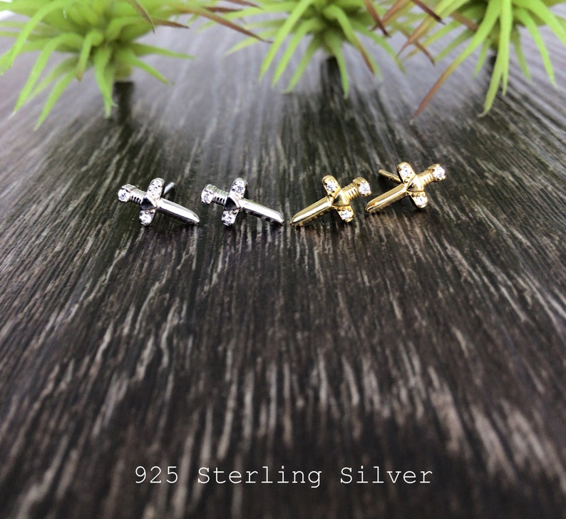 Dagger Studs Tiny Dagger Earrings Sterling Silver Dagger - Etsy