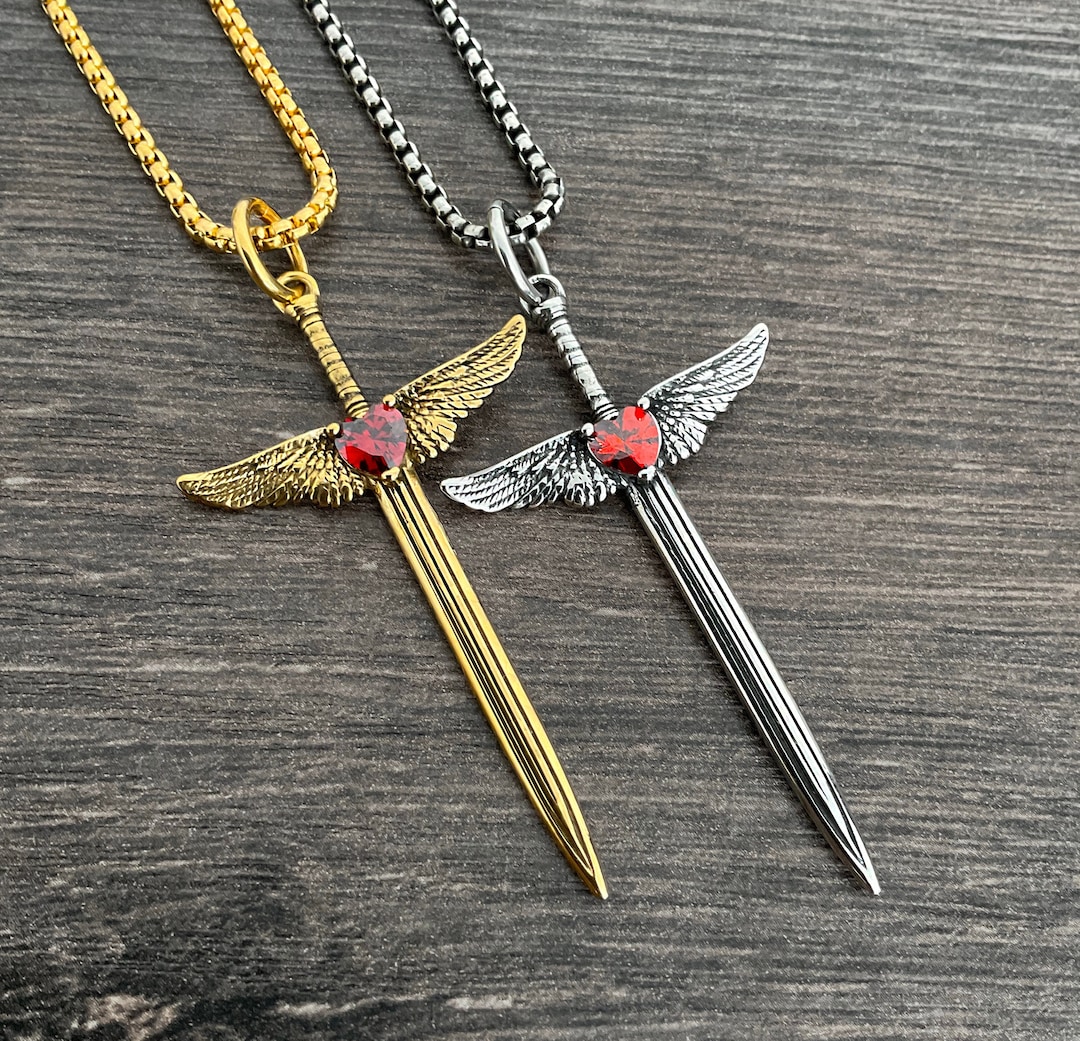 Sword Necklace, Sword Pendant, Sword Jewelry, Dagger Necklace, Dagger ...