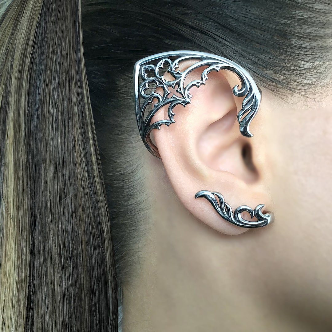 Elf Ears Gothic Earring, No Piercing Ear Cuff, Elf Earring, Single Ear ...