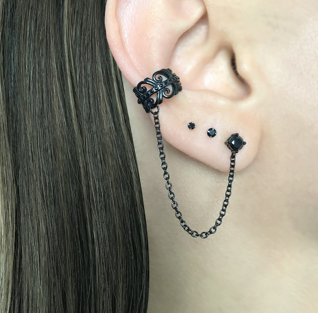 Ear Cuff With Stud, Gothic Ear Cuff, Single Earring, Gothic Jewelry ...