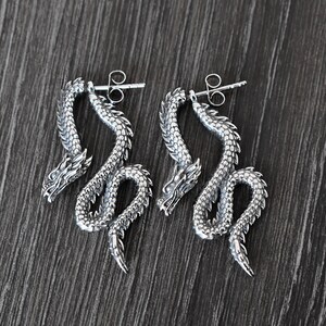 Dragon Ear Jacket Earrings, Gothic Jewelry, Goth Stainless Steel ...