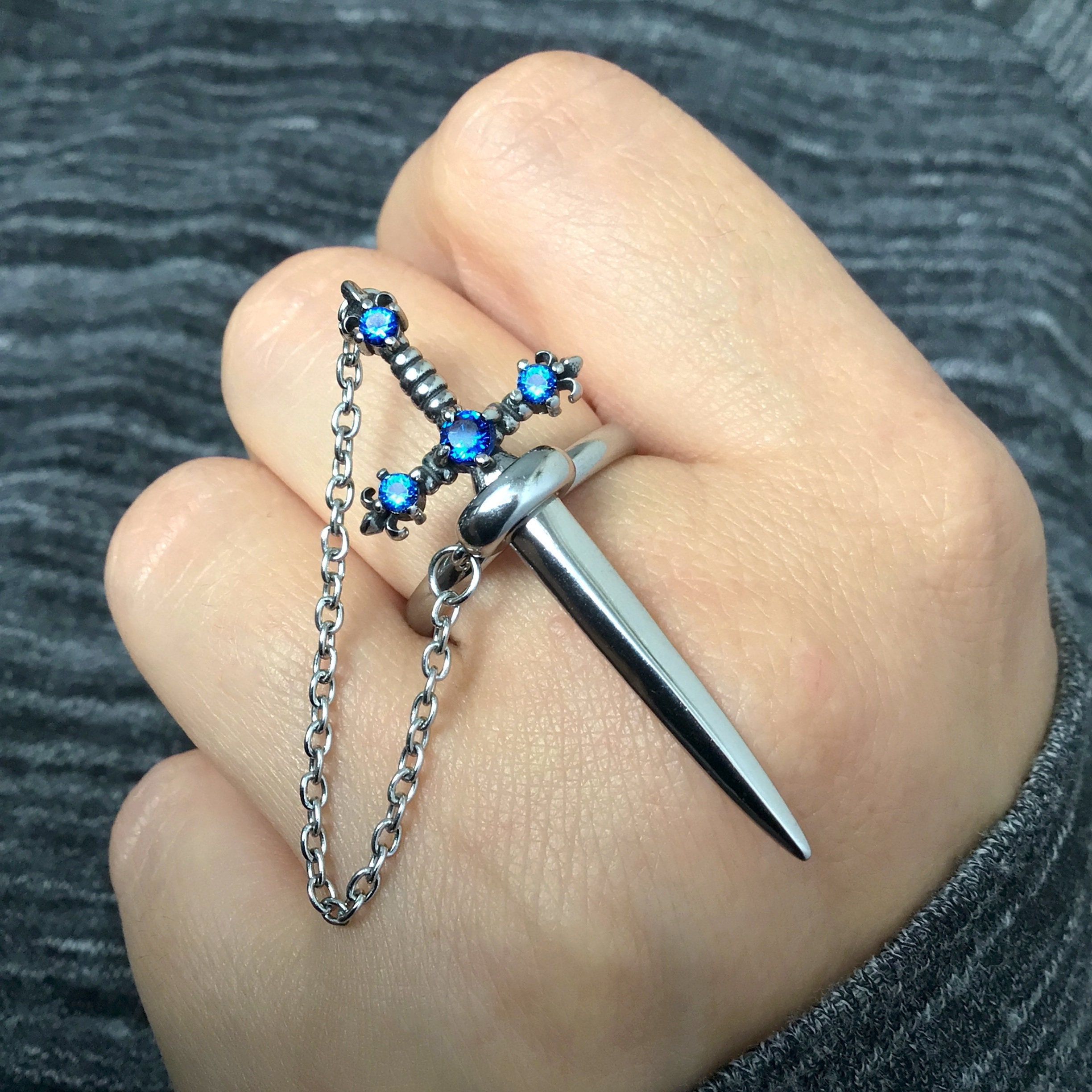 Sapphire Blue Sword Ring Dagger Ring Sword Jewelry Gothic - Etsy Australia