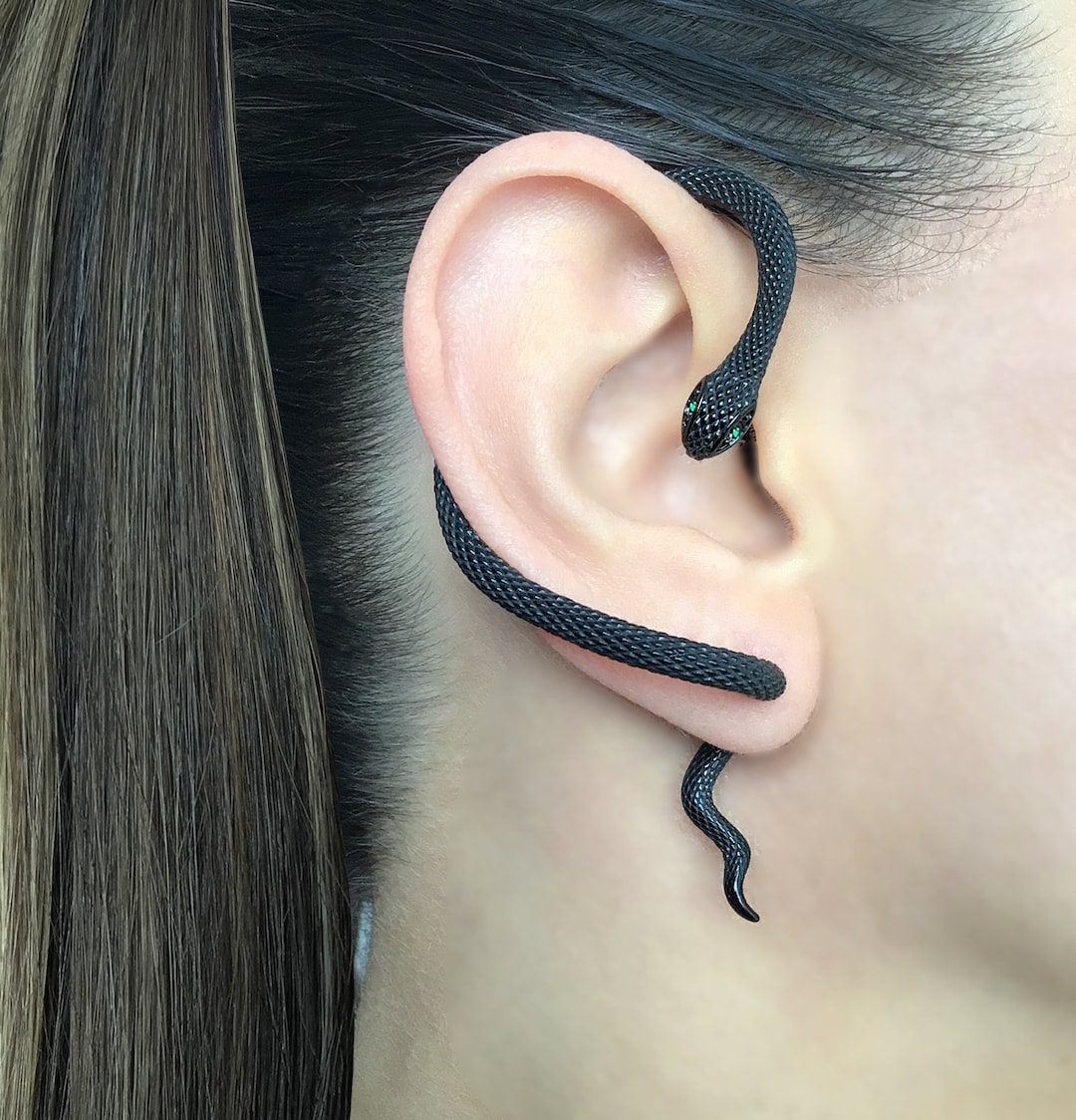 Snake Ear Cuff, Snake Wrap Earring, Black Snake Earring, Ear Cuff,snake ...