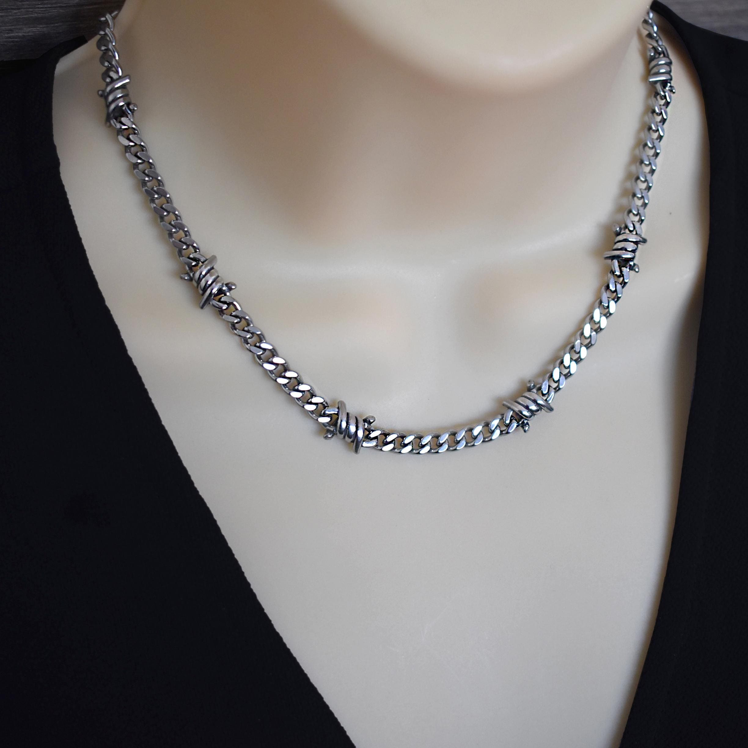 Barbed Wire Cuban Chain ,barbed Wire Necklace, Goth Necklace ,unisex ...