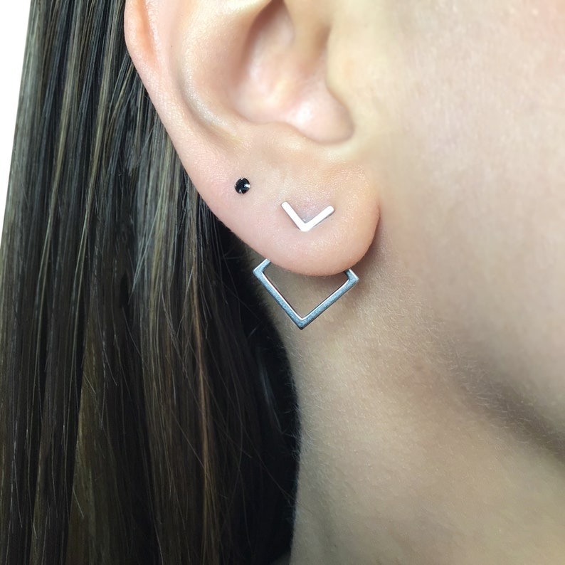 Front and Back Earrings, Stainless Steel Earrings, Gothic Jewelry, Ear ...