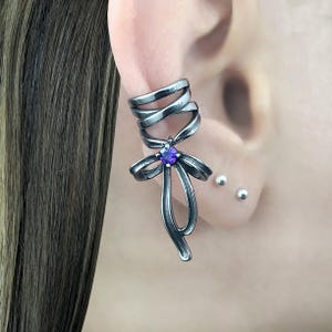 Bow Ear Cuff,wrapped Ribbon With Bow Ear Cuff, Gothic Ear Cuff, Single ...