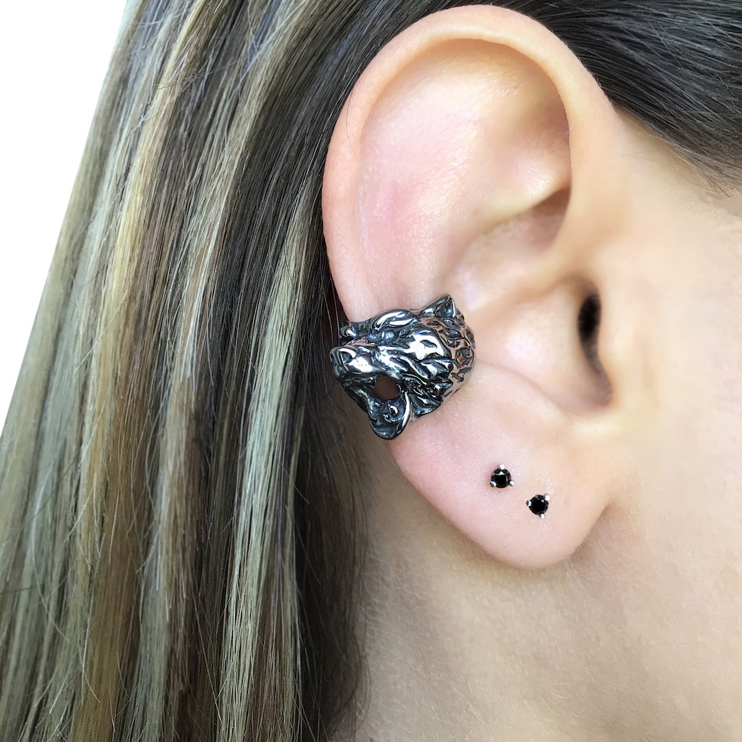 Bear Ear Cuff, Gothic Ear Cuff, Stainless Steel Earrings, Ear Cuff ...