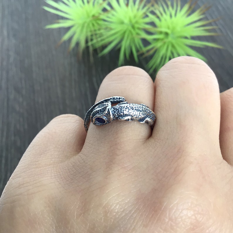 Sterling Silver Chameleon Wrapped Ring Chameleon Ring - Etsy