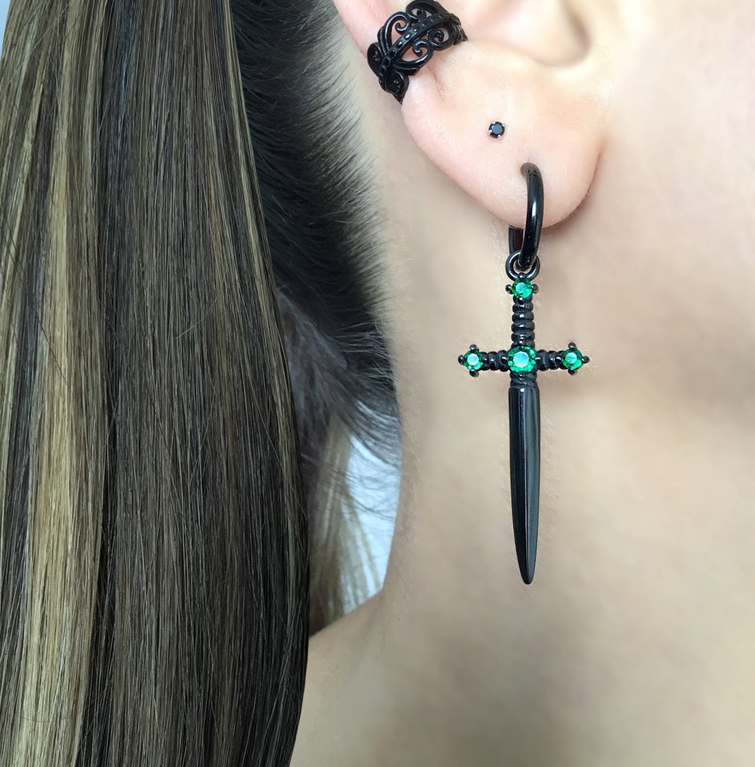 Sword Hoop Earrings, Gothic Dagger Hoops, Stainless Steel Jewelry - Etsy