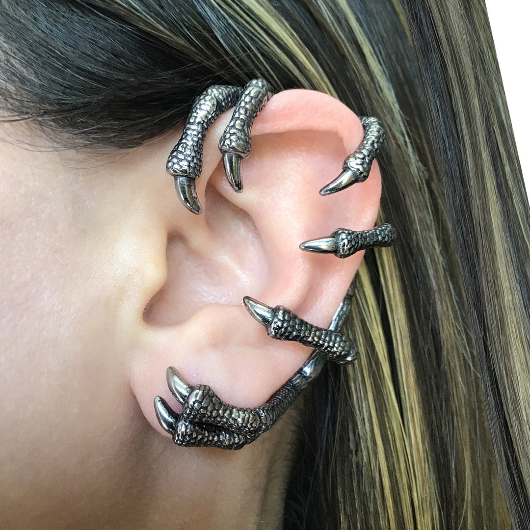SINGLE Dragon Claw Earring,dragon Earrings, Gothic Earring, Gothic Jewelry, Dragon Claws Ear ...