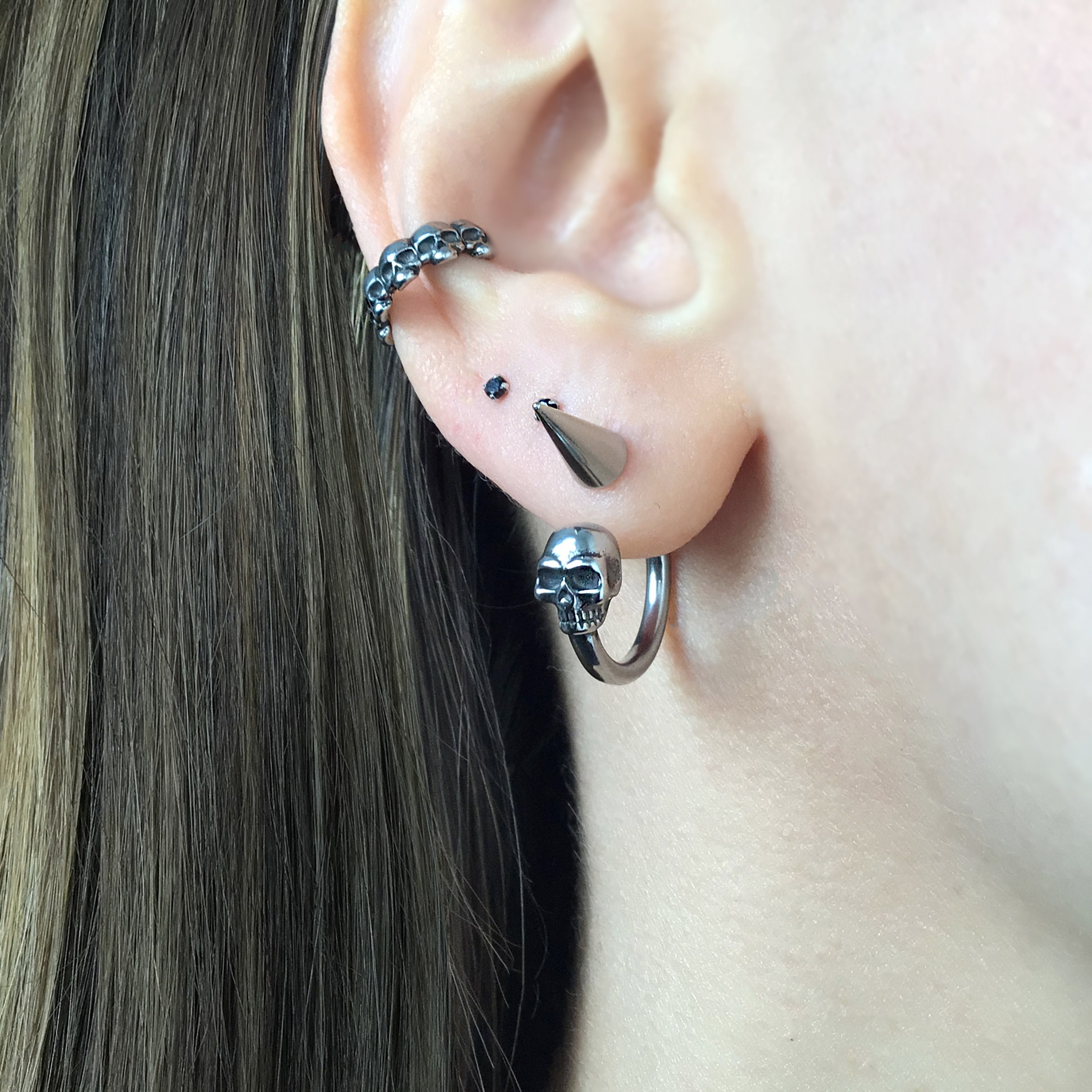Skull and Spike Screw Earrings Front and Back Earrings | Etsy