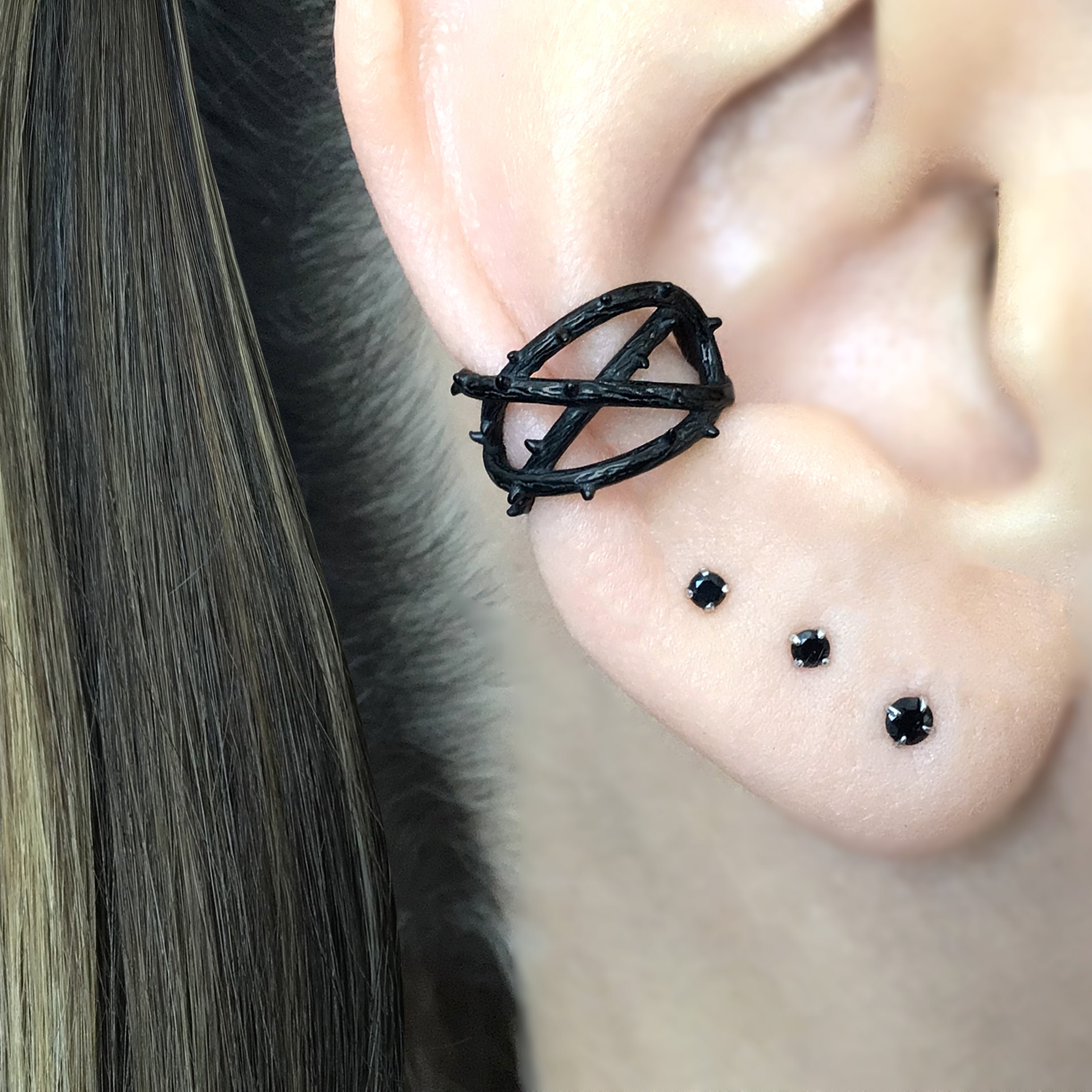 Thorns Ear Cuff, Wide Thorn Ear Cuff, Gothic Ear Cuff, Gothic Jewelry ...