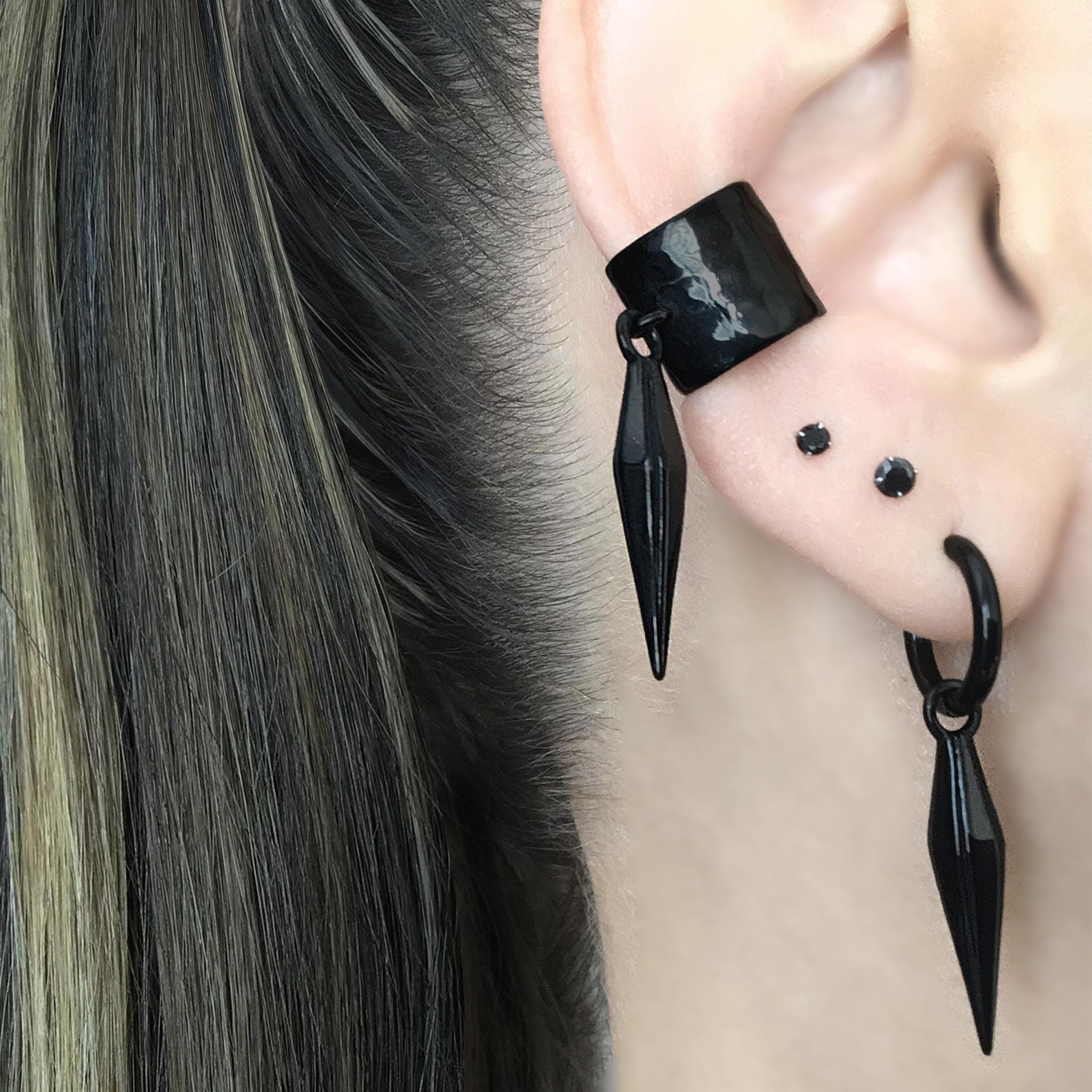 Hammered Spike Ear Cuff, Stainless Steel Gothic Jewelry, No Piercing ...