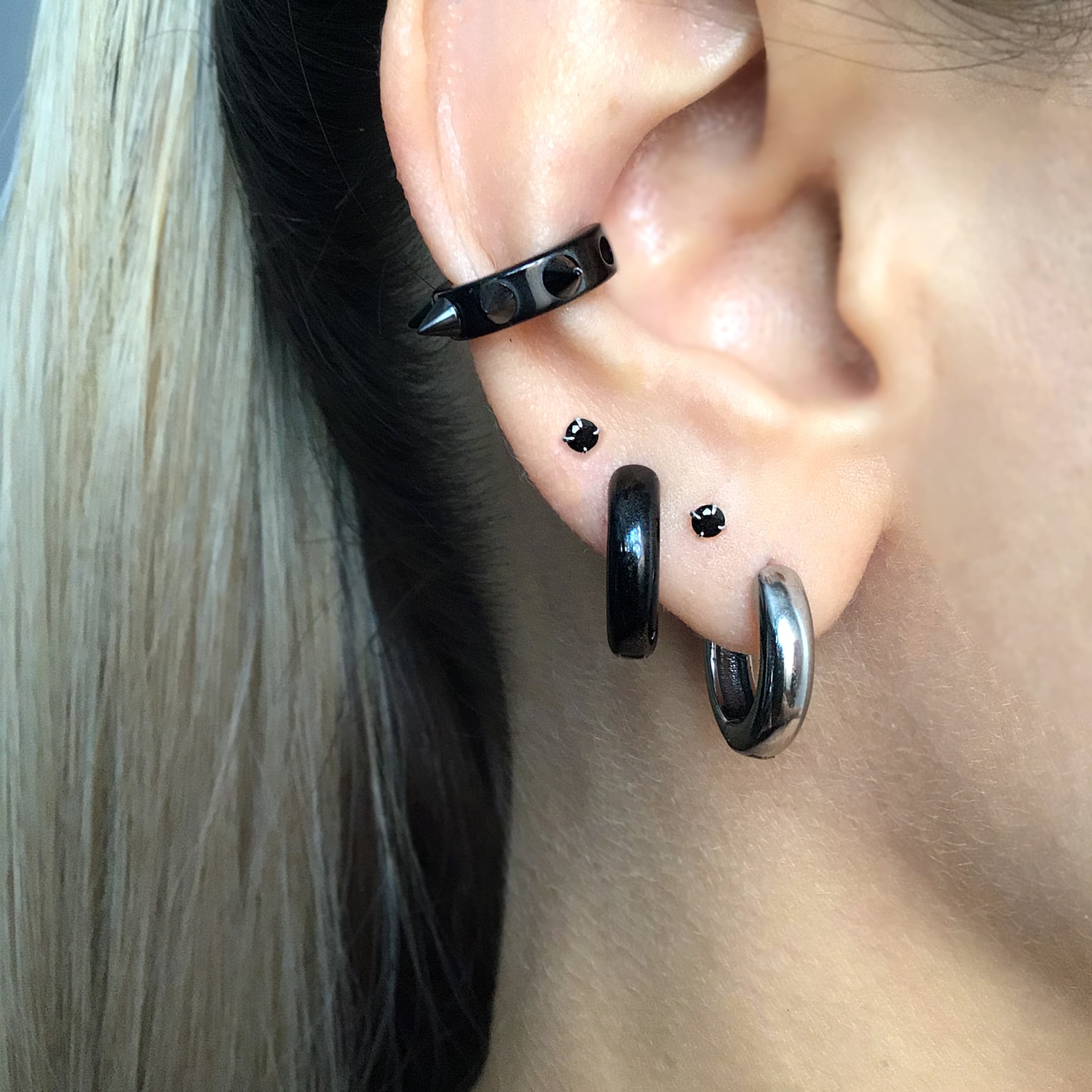 Hoop Earrings Black Hoop Earrings Mens Hoops Simple Hoops - Etsy