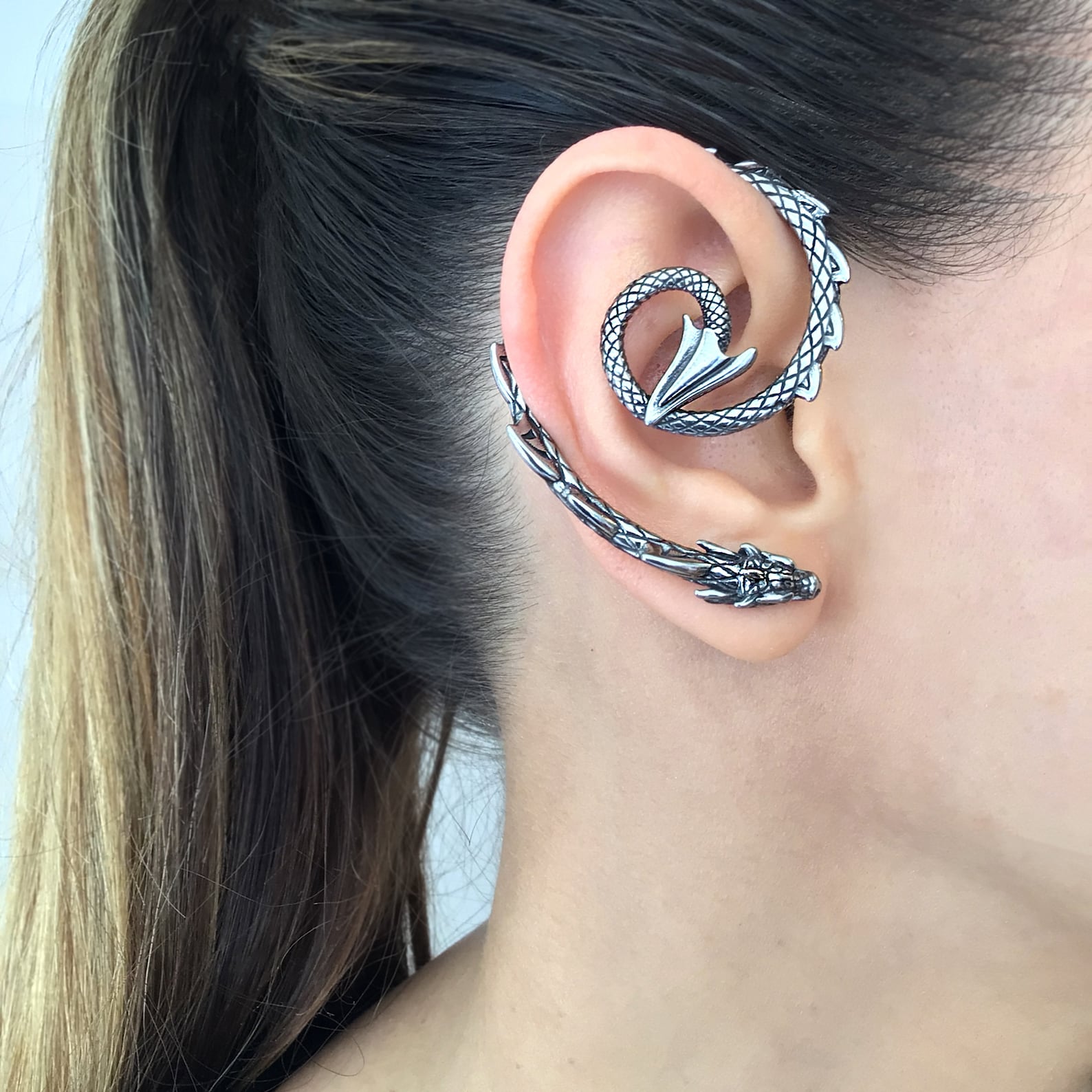 SINGLE Dragon Cuff Earring, Dragon Cuff Earring, Gothic Earring, Gothic ...