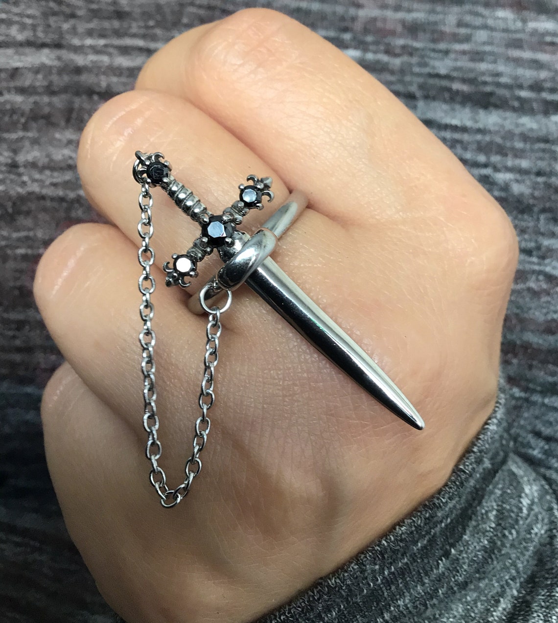 Sword Ring Dagger Ring Onyx Sword Jewelry Gothic Ring - Etsy