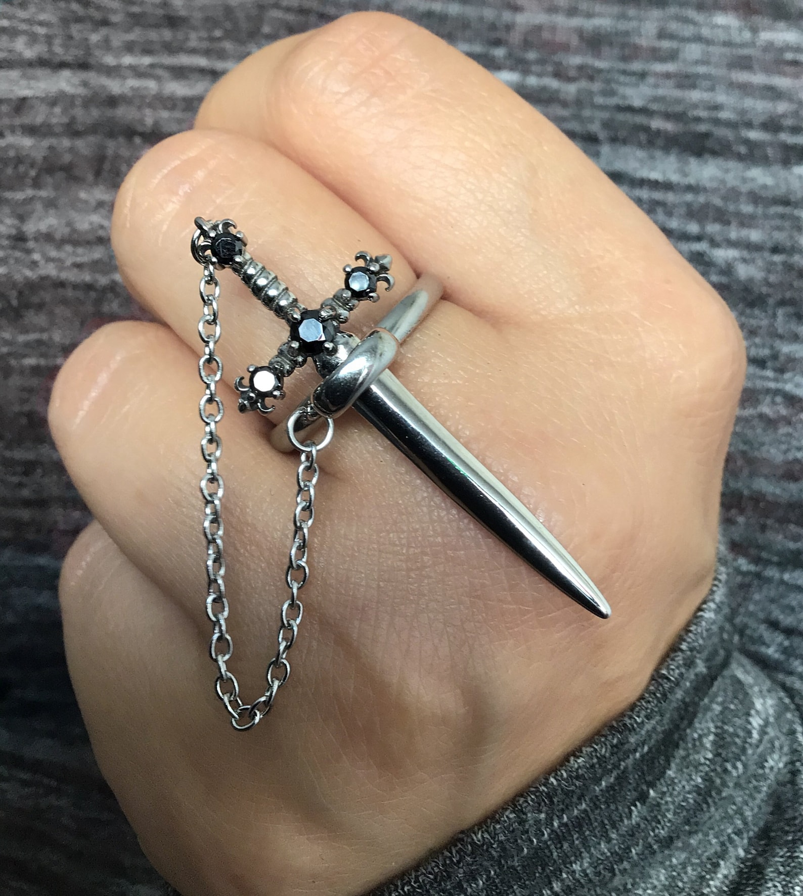 Sword Ring Dagger Ring Onyx Sword Jewelry Gothic Ring - Etsy