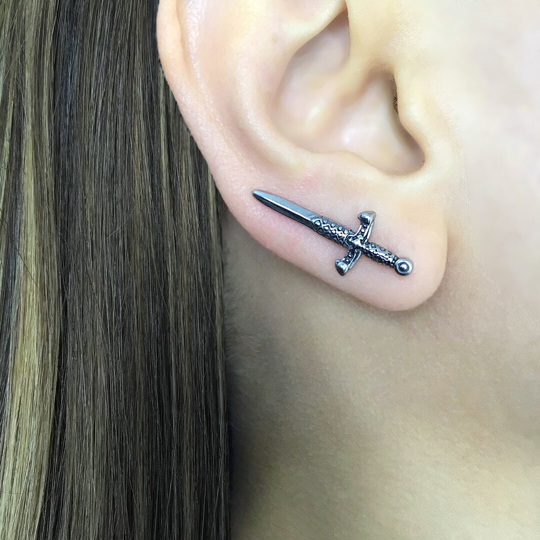 Sword Crawler Earrings,sword Earrings, Gothic Earrings, Stainless Steel ...