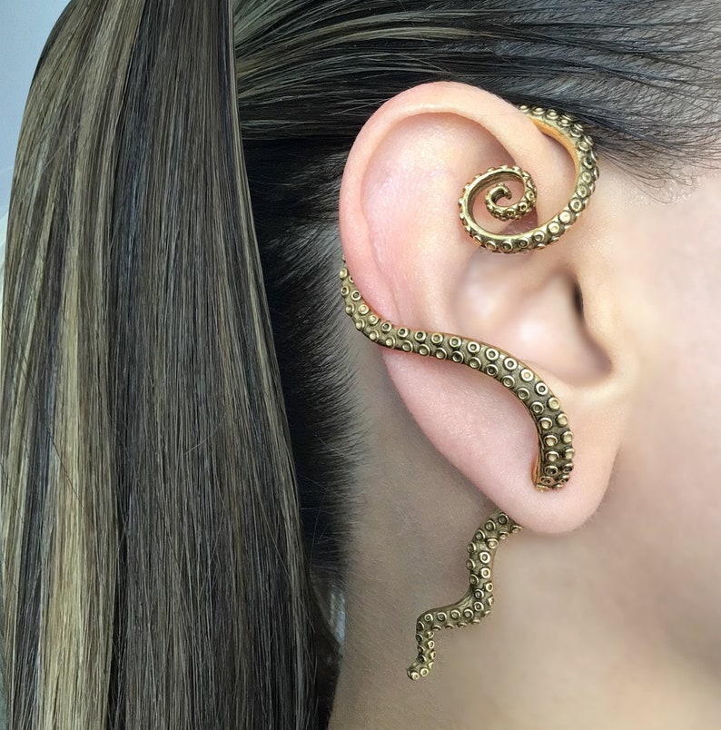 Octopus Tentacle Ear Cuff, Octopus Tentacle Ear Cuff, Ear Cuff, Octopus ...