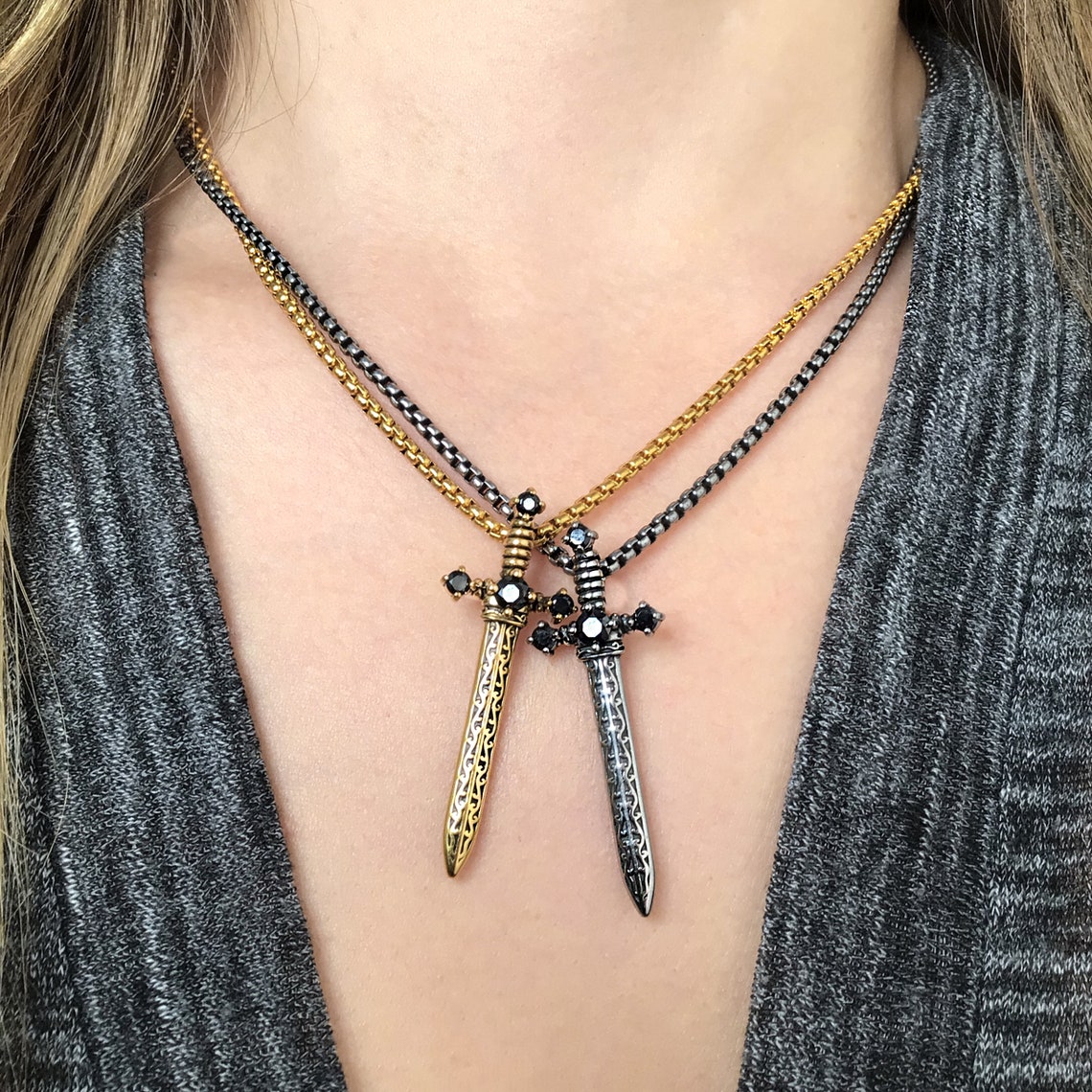 Sword Necklace Sword Pendant Sword Jewelry Dagger Necklace - Etsy