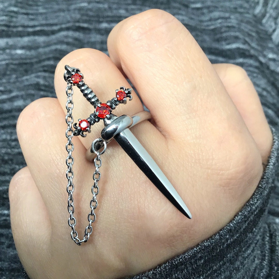 Ruby Red Sword Ring, Dagger Ring, Sword Jewelry, Gothic Ring, Gothic ...