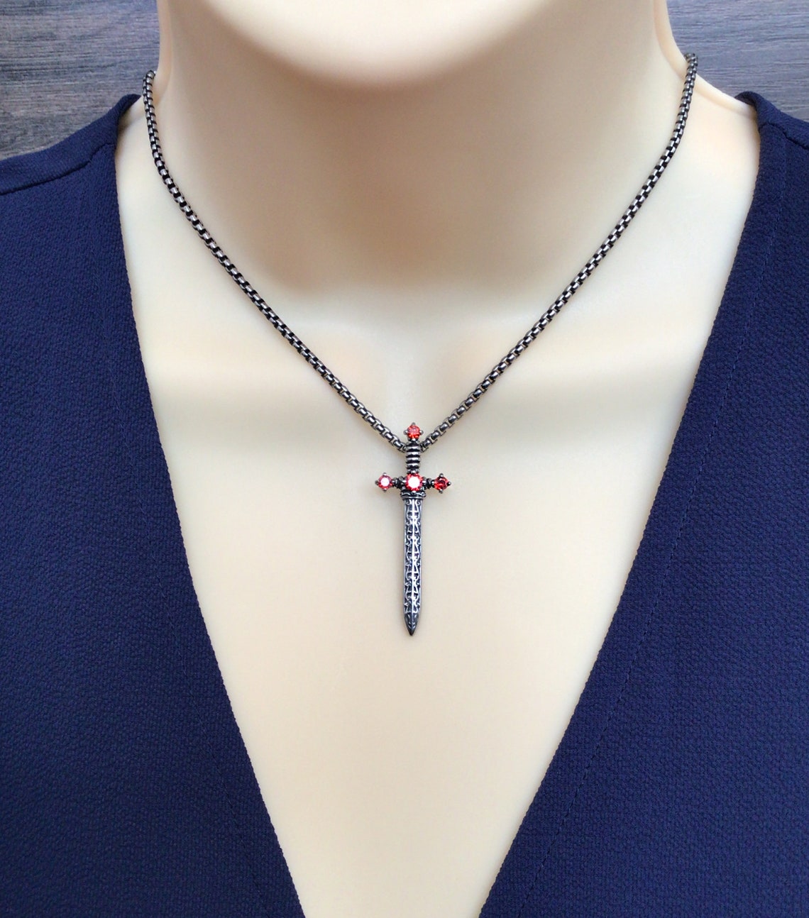 Ruby Sword Necklace Sword Pendant Sword Jewelry Dagger - Etsy