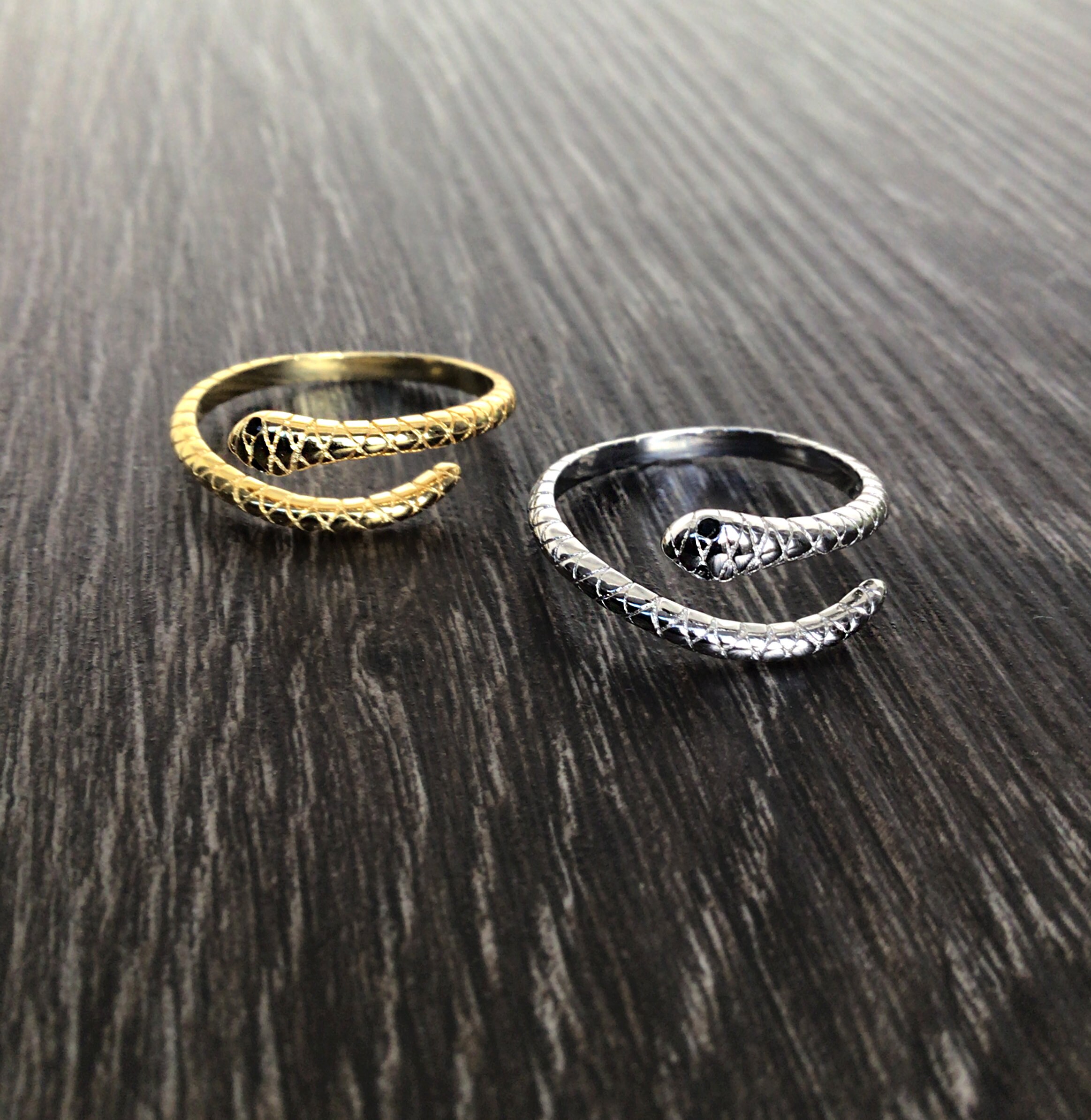 Sterling Silver Snake Ring With CZ Eyes, Adjustable Serpent Jewelry - Etsy