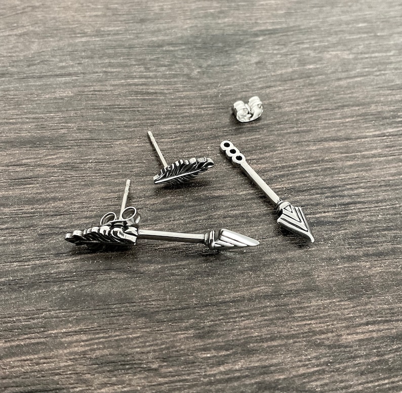 Arrow Earrings, Front Back Earrings, Arrow Jewelry, Stainless Steel ...