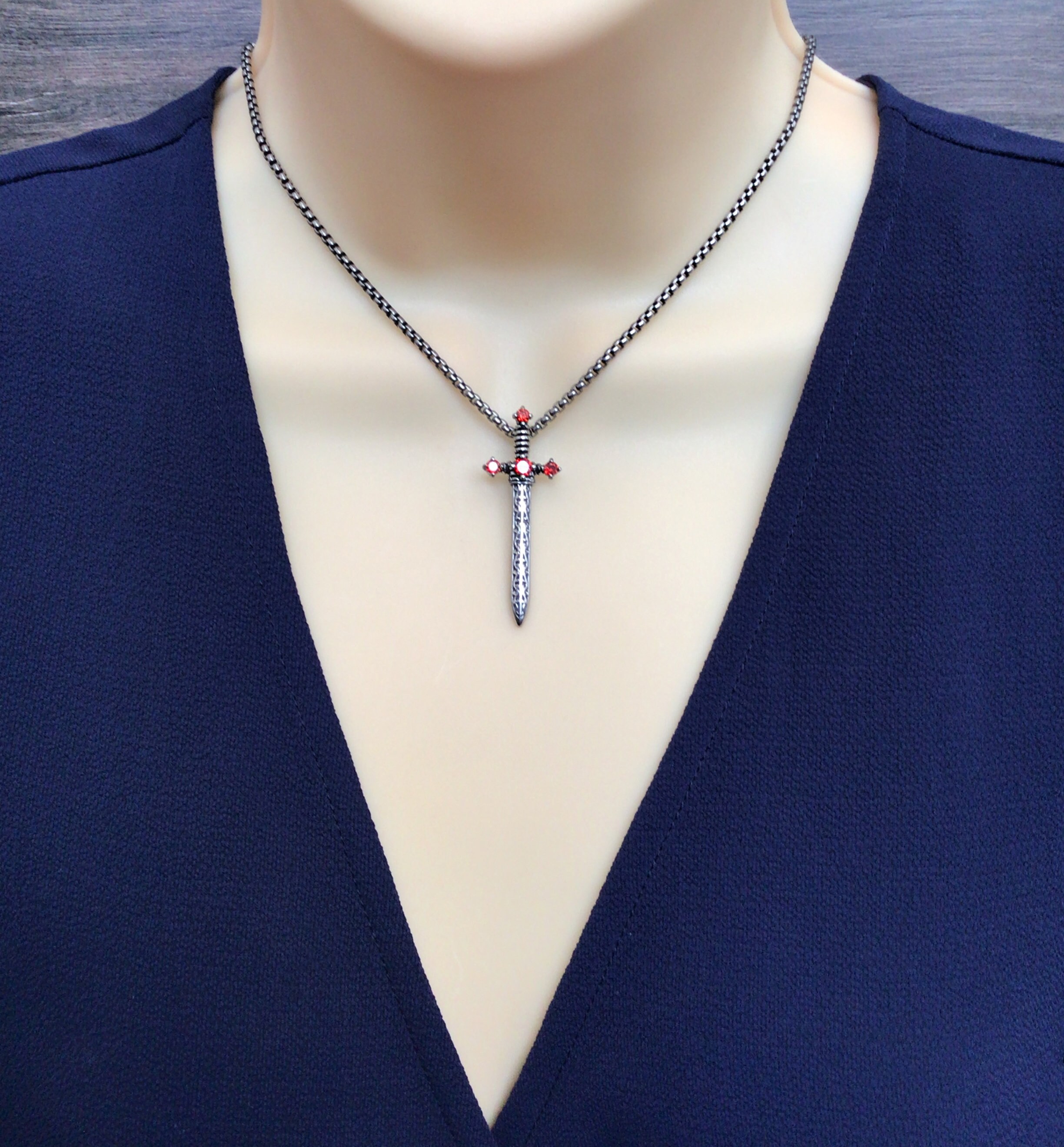 Ruby Sword Necklace Sword Pendant Sword Jewelry Dagger - Etsy