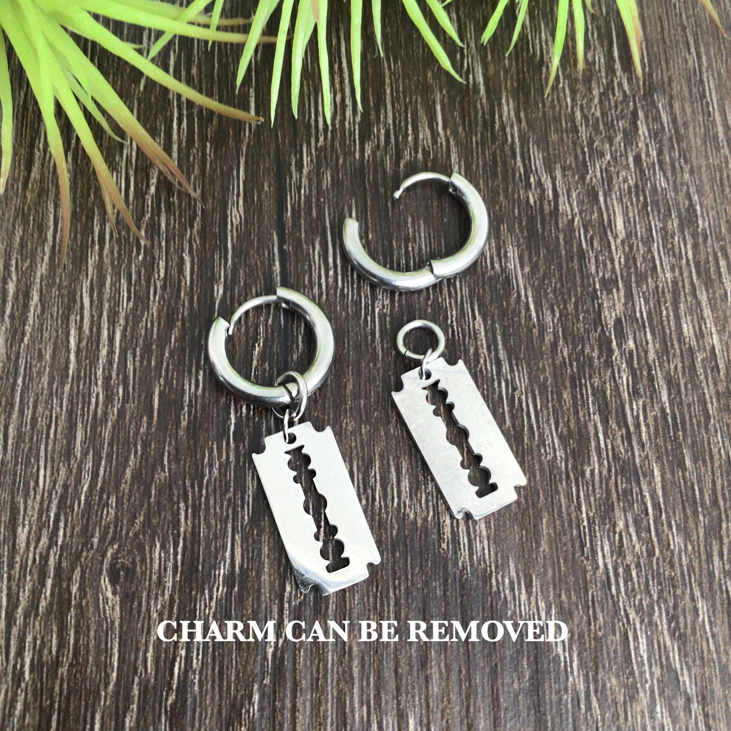 Razor Hoop Earring Blade Hoop Earrings Hoop Earrings Gothic - Etsy