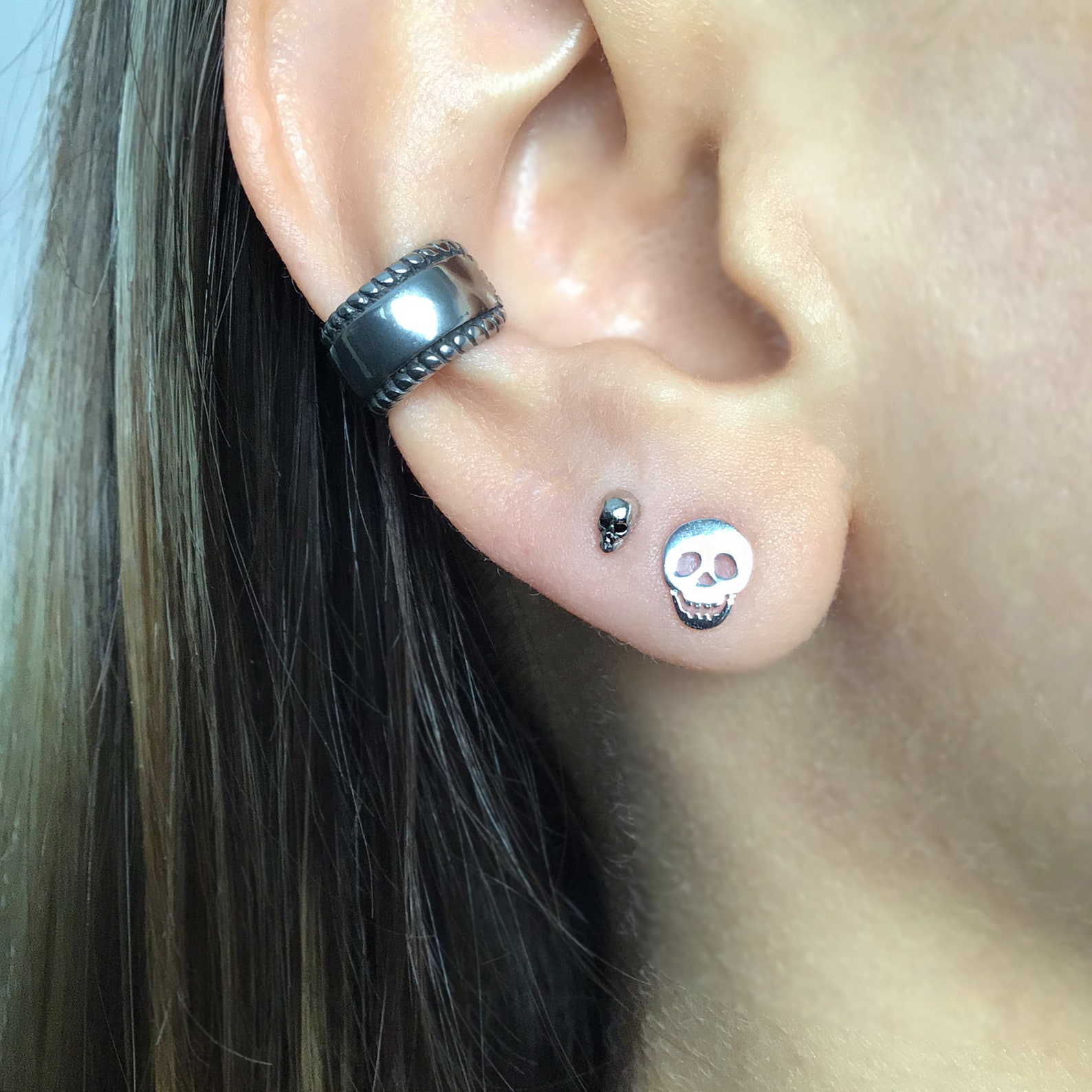 Sterling Silver Skull Earrings Skull Studs Skull Jewelry - Etsy