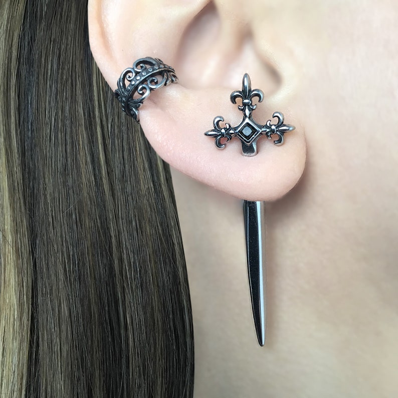 Sword Earrings Dagger Earrings Fleur De Lis Sword Earrings - Etsy
