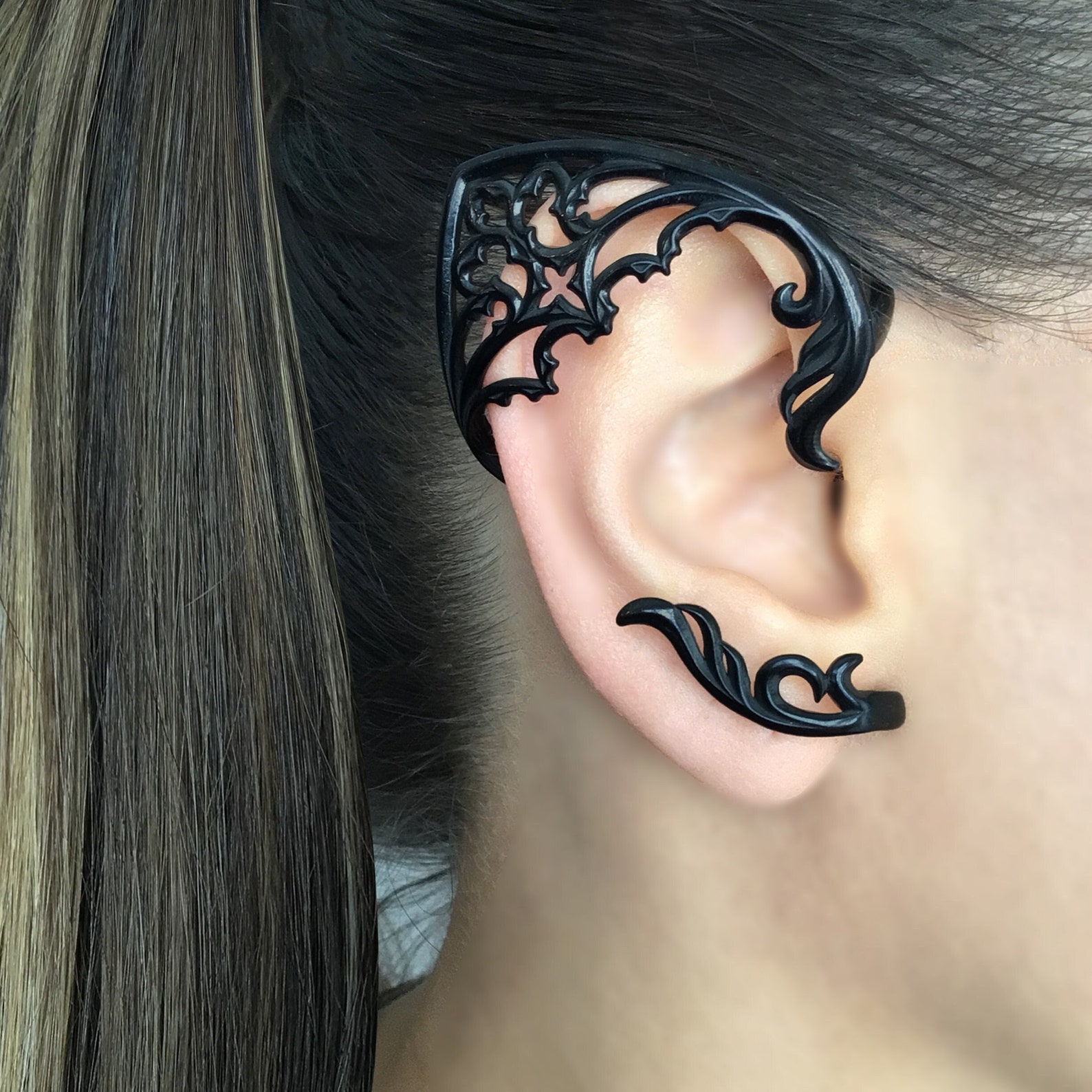 Gothic Elf Ear Cuff, Stainless Steel Ear Wrap, No Piercing Earring - Etsy