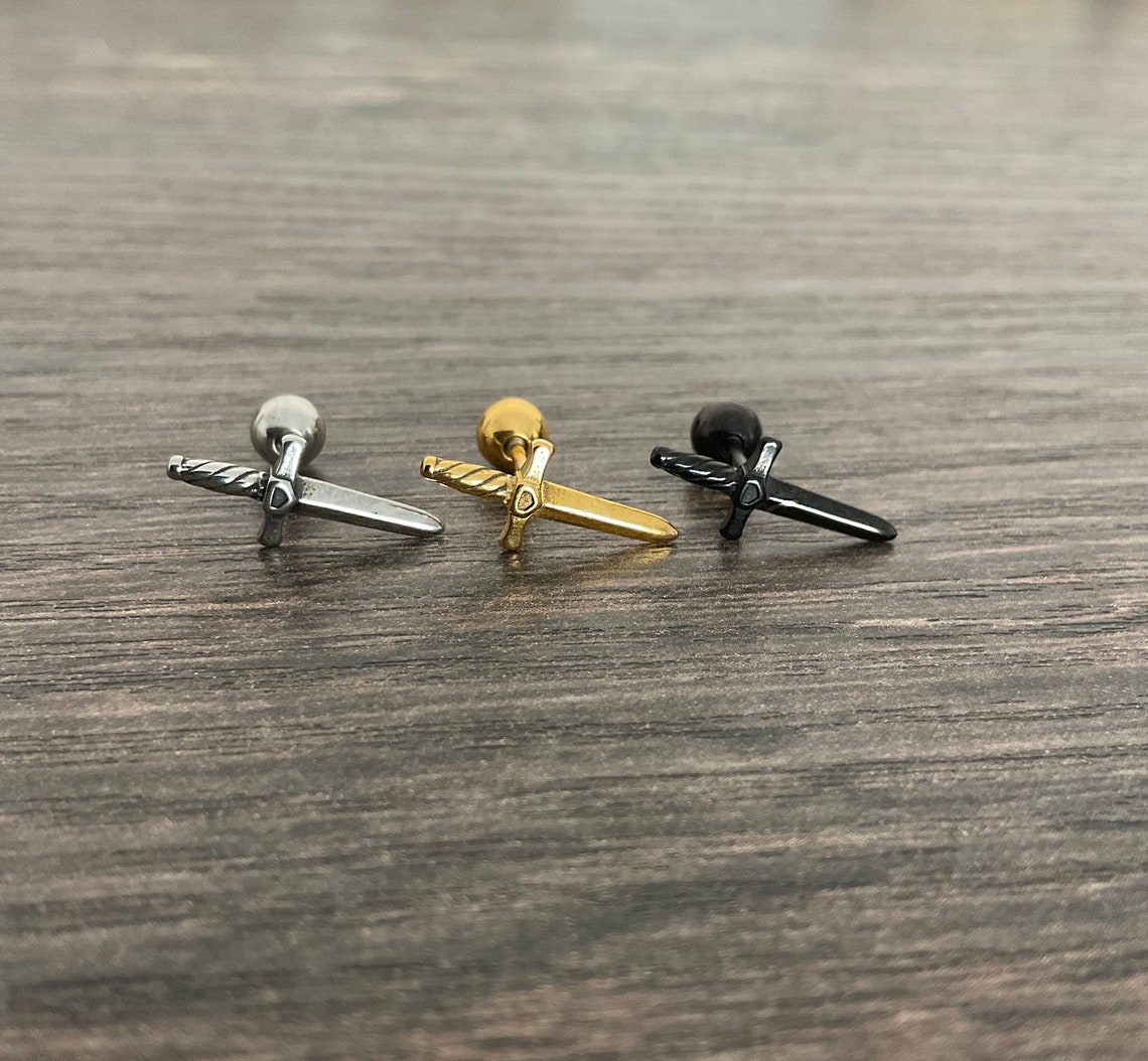 Sword Cartilage Earring With Screw Ball Back SINGLE Dagger - Etsy