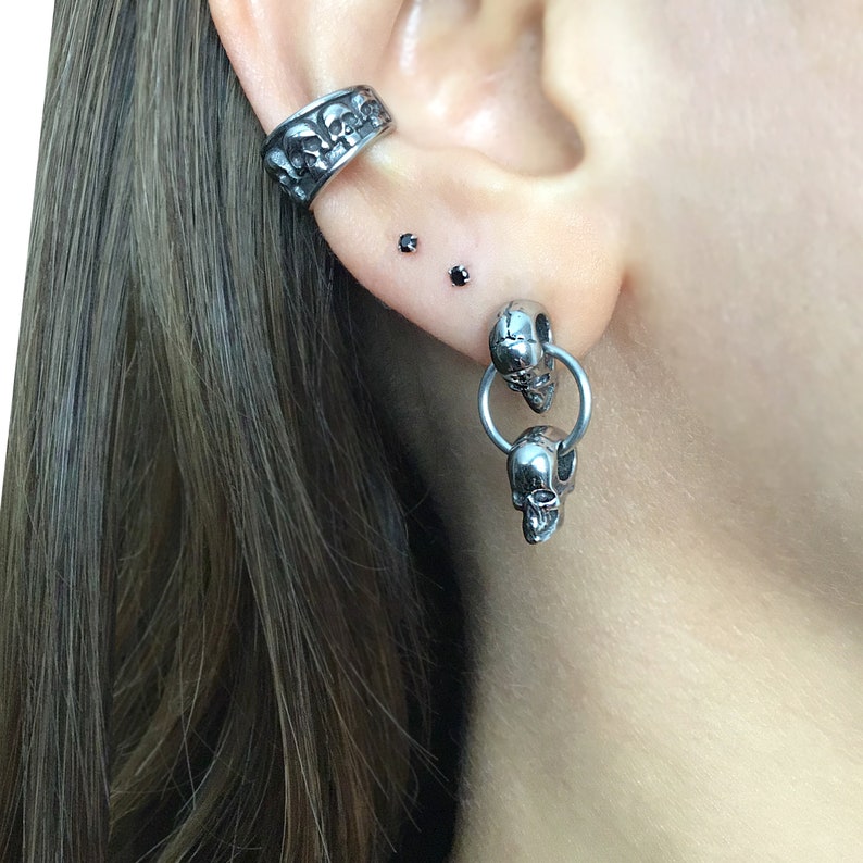 Skull Earrings, Skull Studs, Stainless Steel Earrings, Gothic Jewelry ...