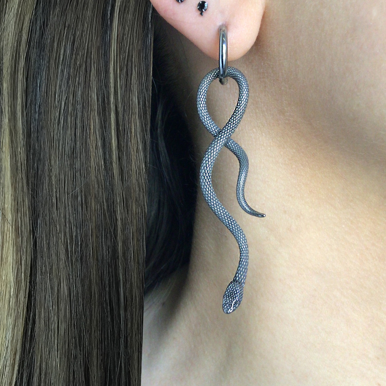 Snake Hoop Earrings, Gothic Jewelry,serpent Hoops, Unisex Stainless ...