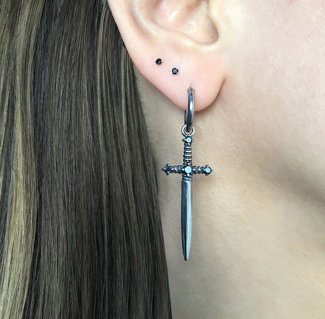 Sword Earring With Ear Cuff Dagger Earring Sword Hoop - Etsy